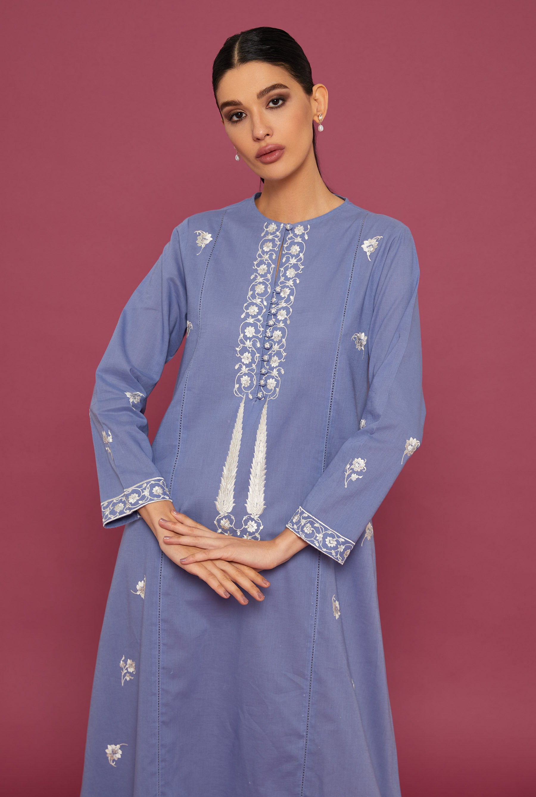 Buy Embroidered Shaida English Manor Kaftan For Women By The Cotton Basket