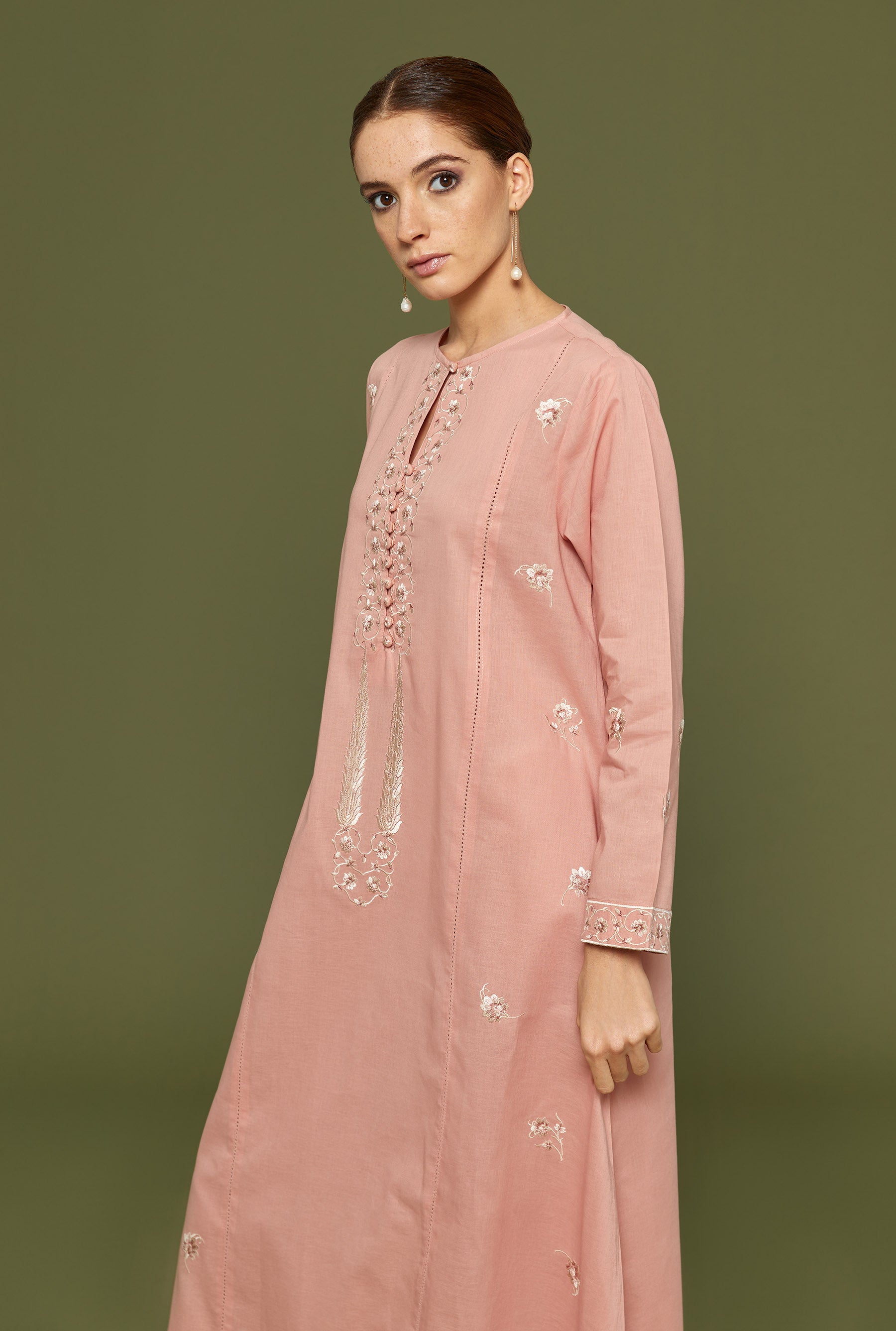 Buy Designer Shaida Muted Clay Kaftan By The Cotton Basket