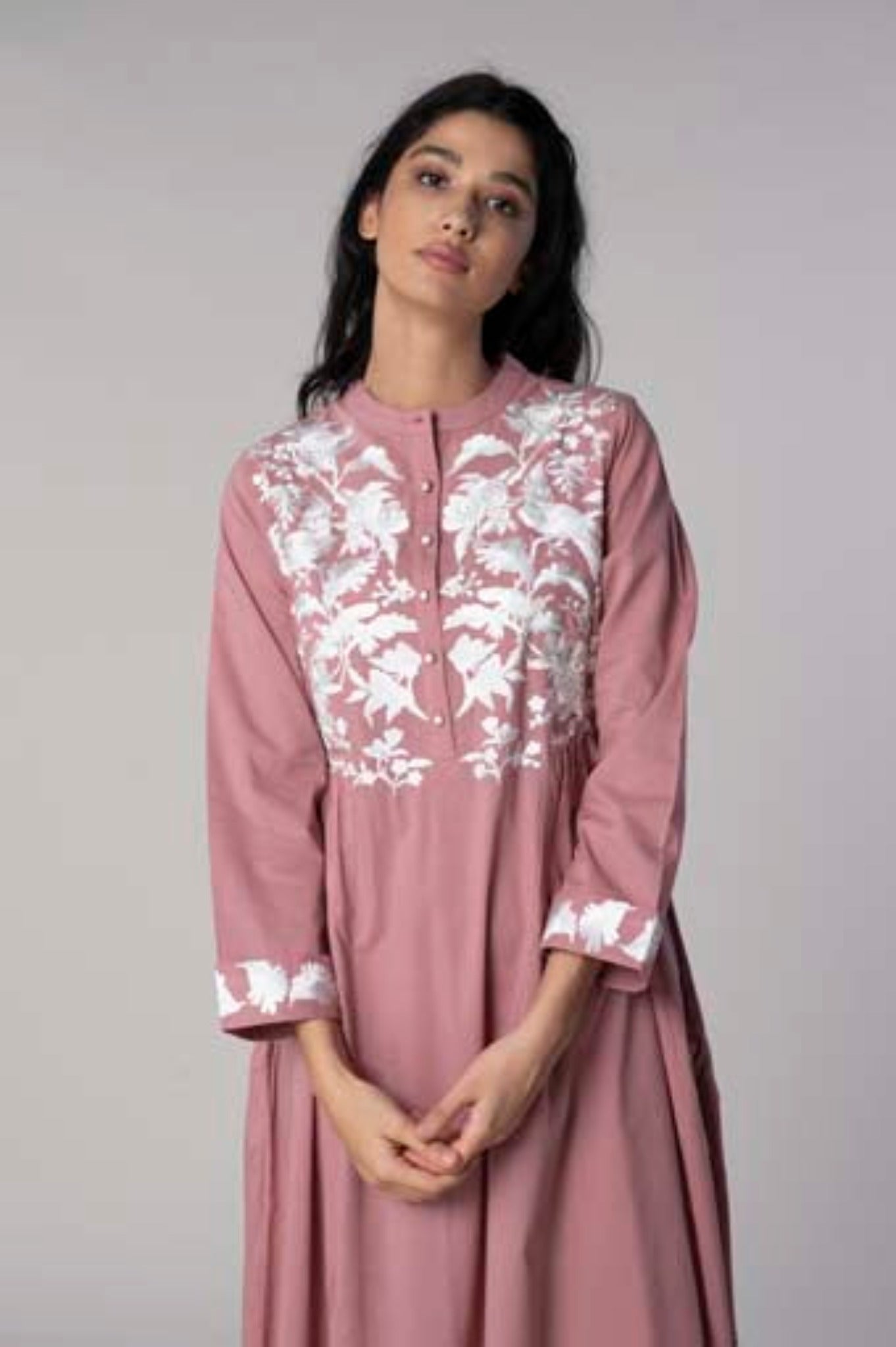 Buy Premium Cotton Kaftan Ash Rose Parrot by The Cotton basket