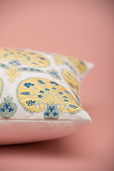 Bagh - I - Wafa Yellow Cushion Cover (45cm x 45cm) – The Cotton Basket