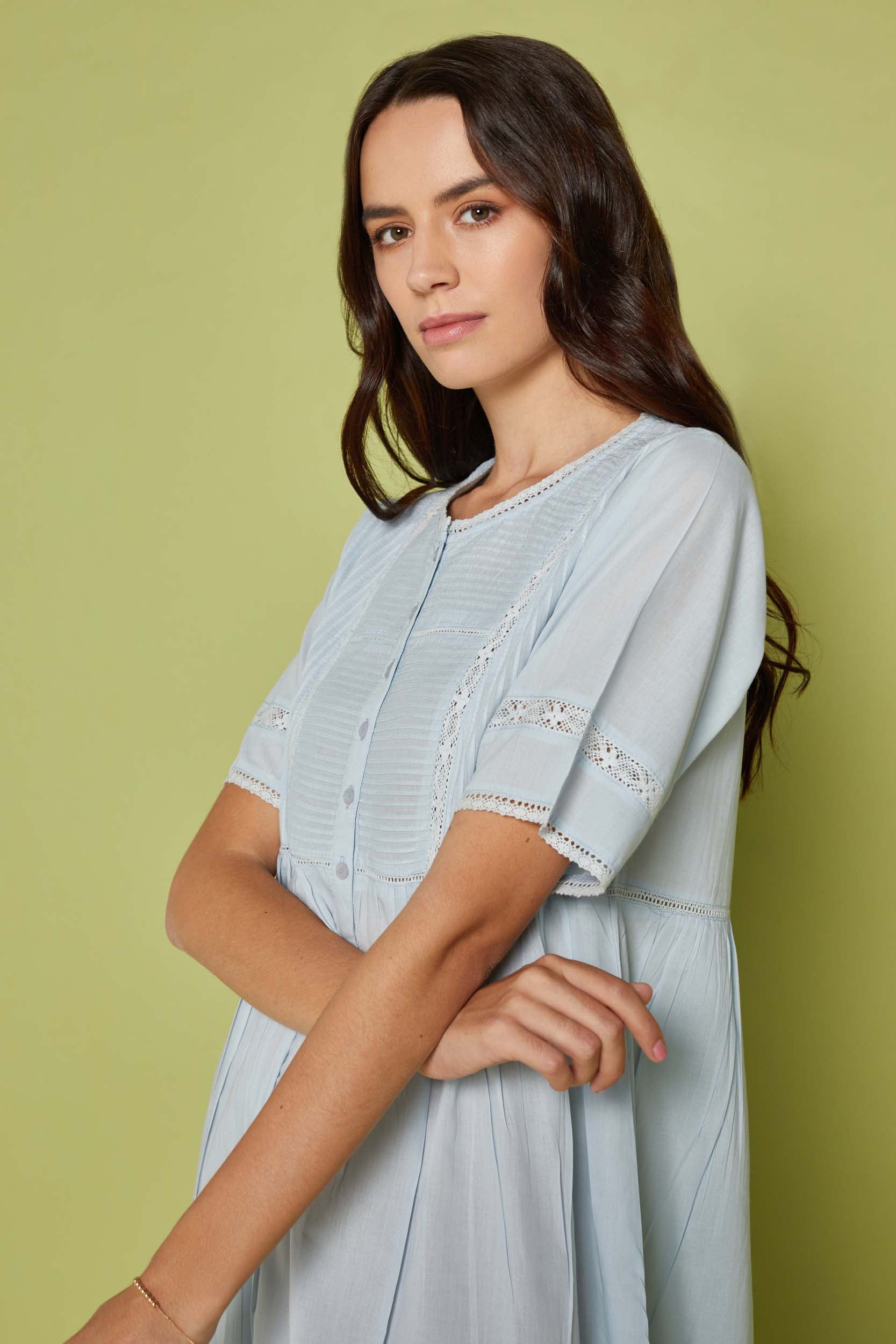 Shop Fiore Blue Cotton Nightdress For Women At The Cotton Basket