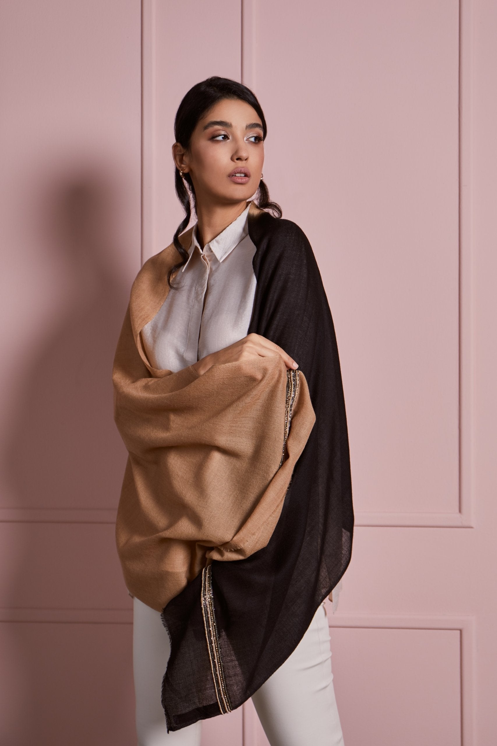 Black and Brown Bead Border Scarf – The Cotton Basket