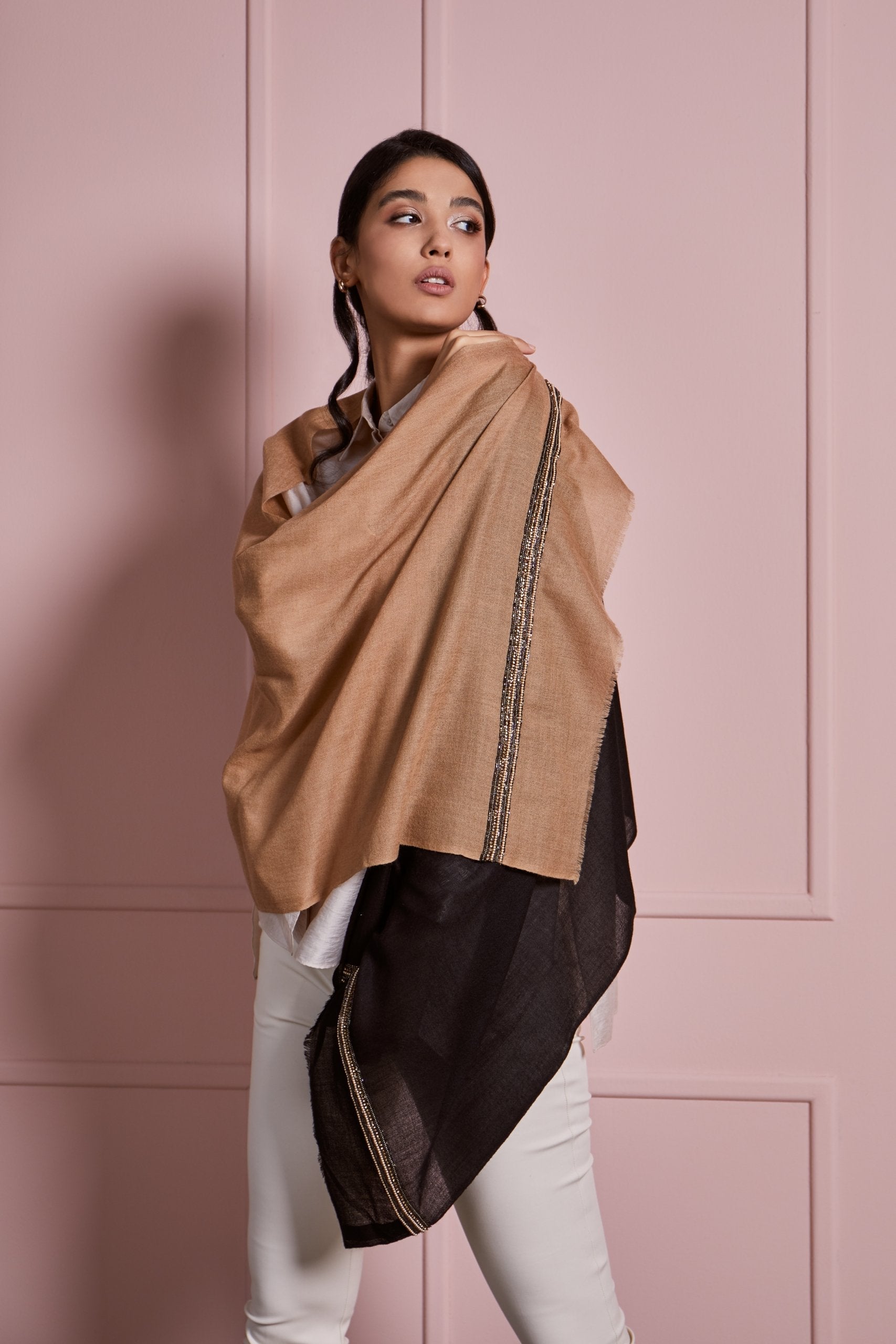 Black and Brown Bead Border Scarf – The Cotton Basket